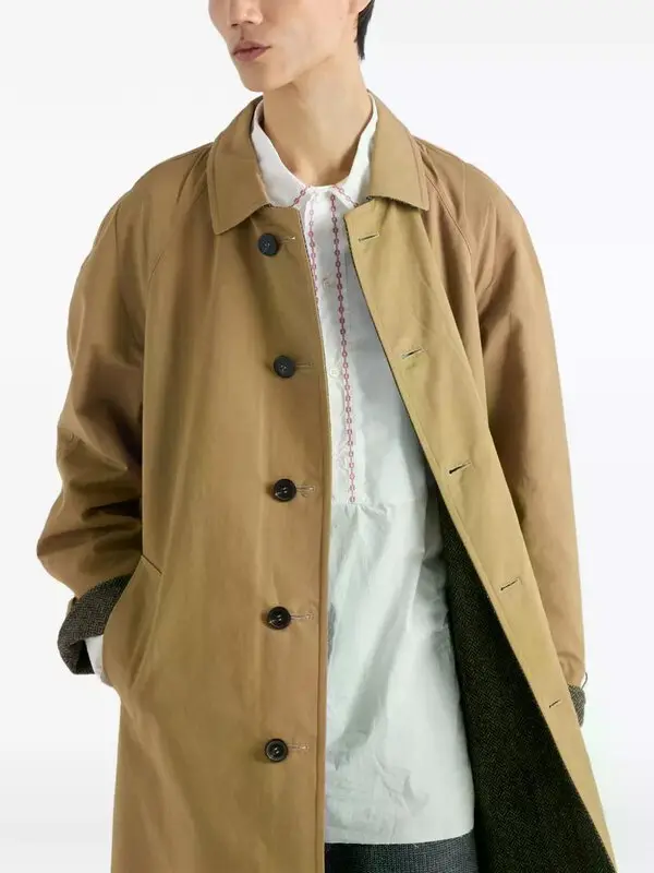 Prada Button-closure Cotton Coat With Logo