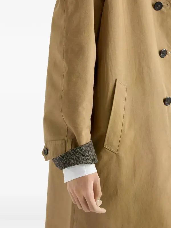 Prada Button-closure Cotton Coat With Logo