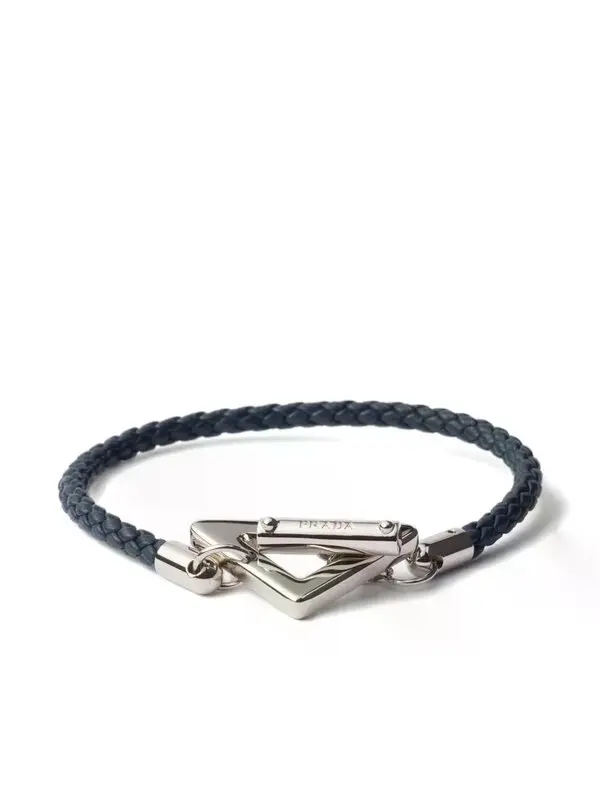 Prada Braided Leather Bracelet - Silver