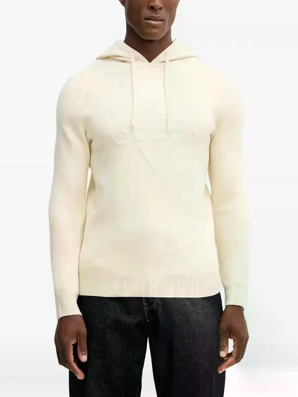 Guess Logo-lettering Hoodie - Neutrals
