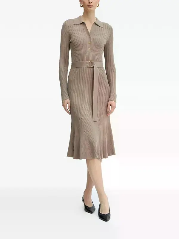 MARCIANO Ribbed Belted Midi Dress