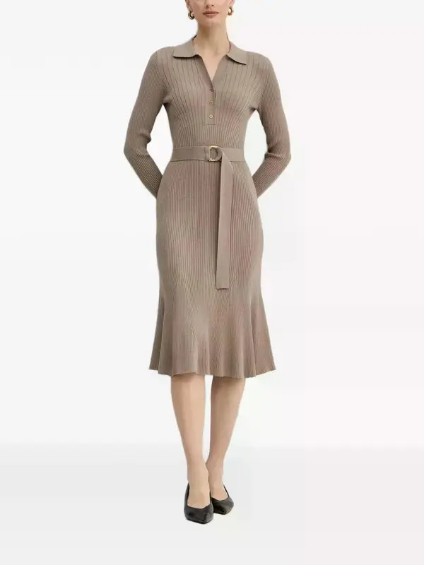 MARCIANO Ribbed Belted Midi Dress
