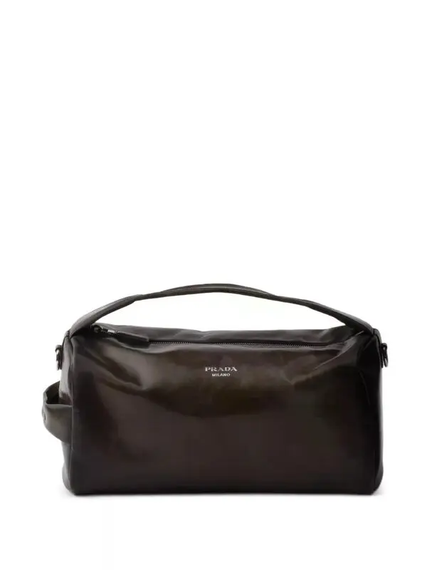 Prada Leather Zipper Shoulder Bag - Brown