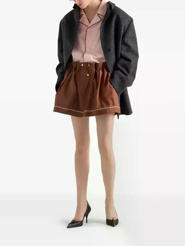 Prada Buttoned Mini Skirt With Elasticated Waist - Brown