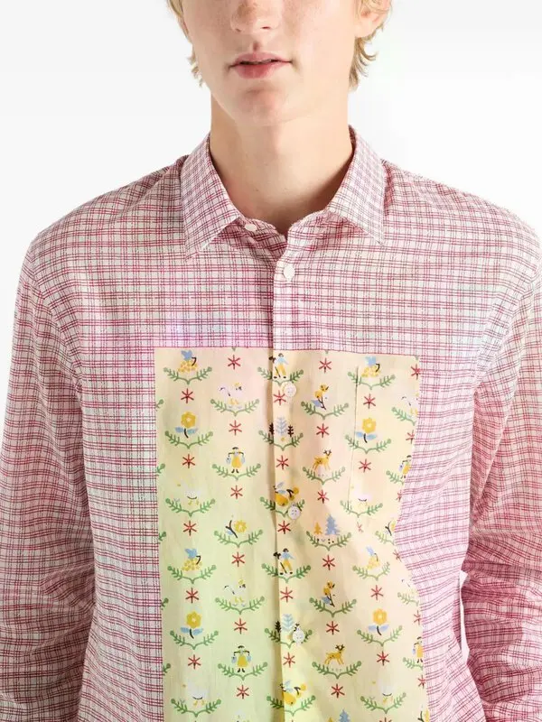 Prada Check-pattern Floral-print Shirt