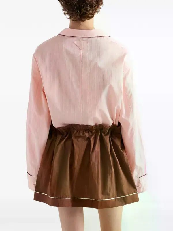 Prada Cotton Bowling-collar Piping Shirt - Pink