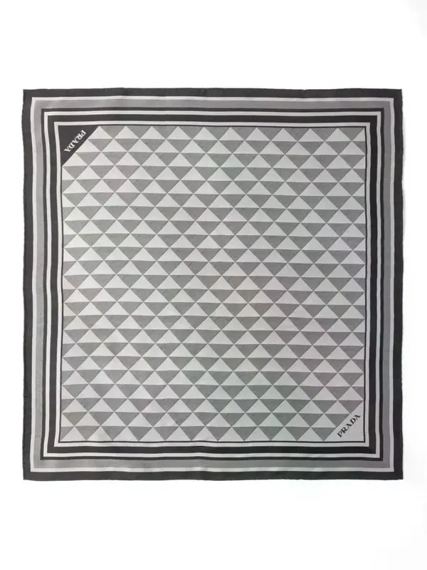Prada Symbole Geometric-motif Silk Scarf - Grey