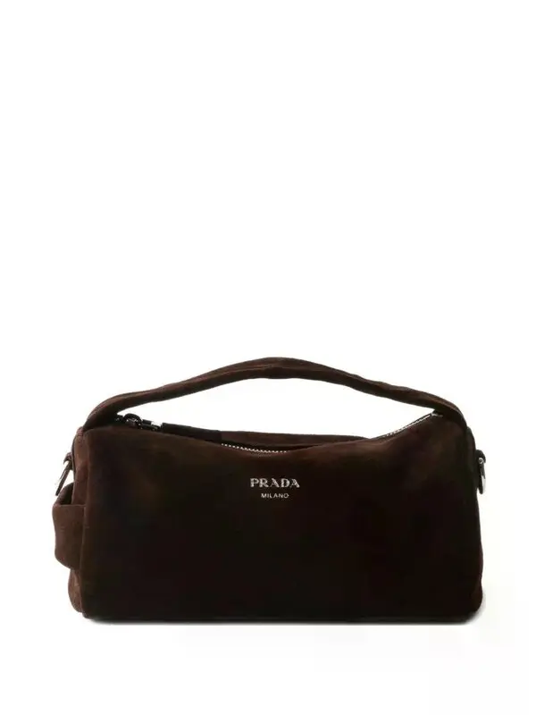 Prada Suede Shoulder Bag With Detachable Strap - Brown