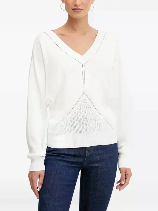 Guess V-neck Perforated Sweater