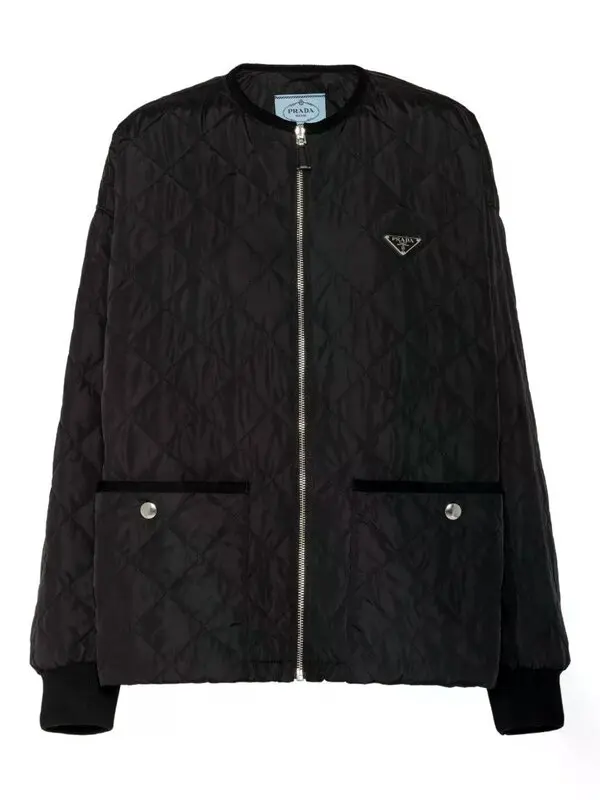 Prada Quilted Jacket With Corduroy Trim - Black