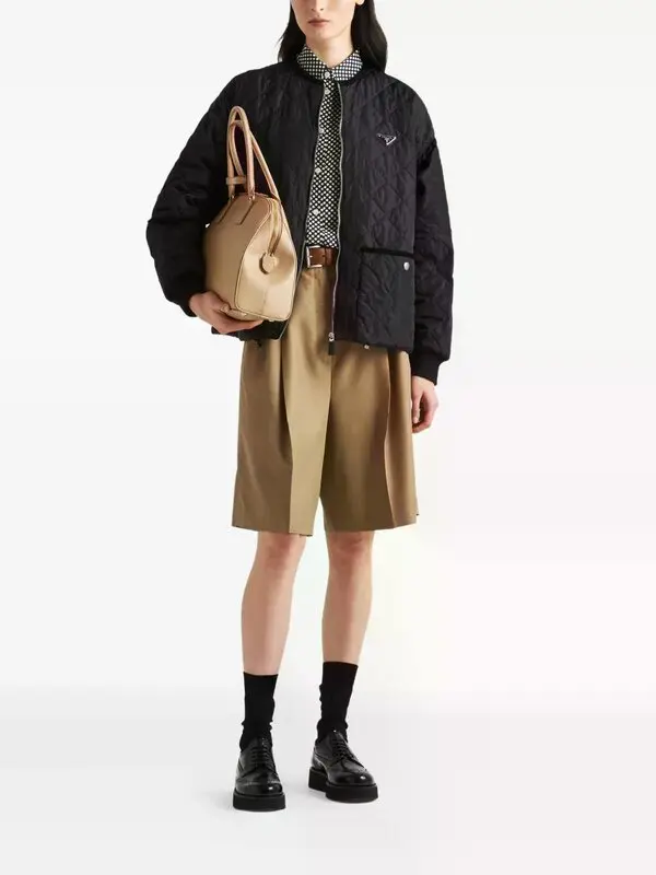 Prada Quilted Jacket With Corduroy Trim - Black