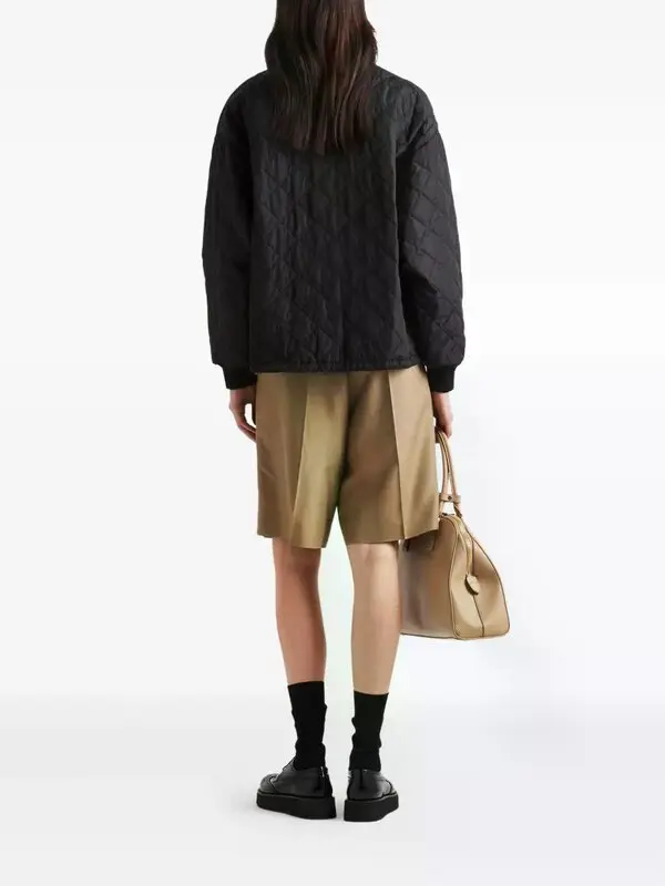 Prada Quilted Jacket With Corduroy Trim - Black