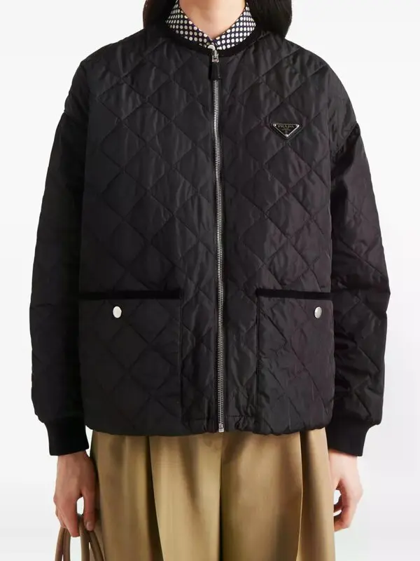 Prada Quilted Jacket With Corduroy Trim - Black