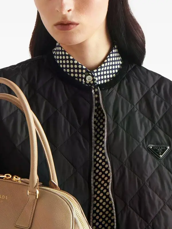 Prada Quilted Jacket With Corduroy Trim - Black