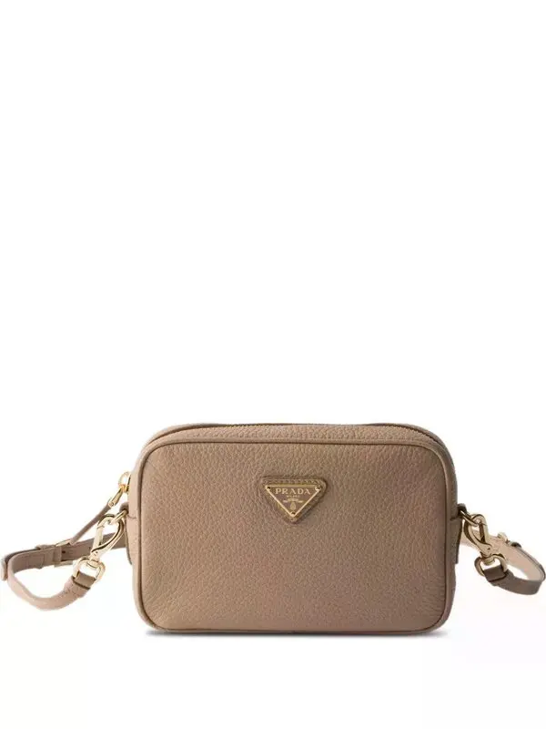 Prada Mini Leather Cross Body Bag - Neutrals