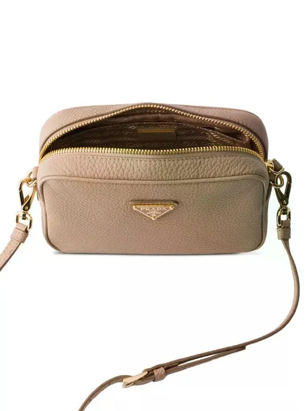 Prada Mini Leather Cross Body Bag - Neutrals