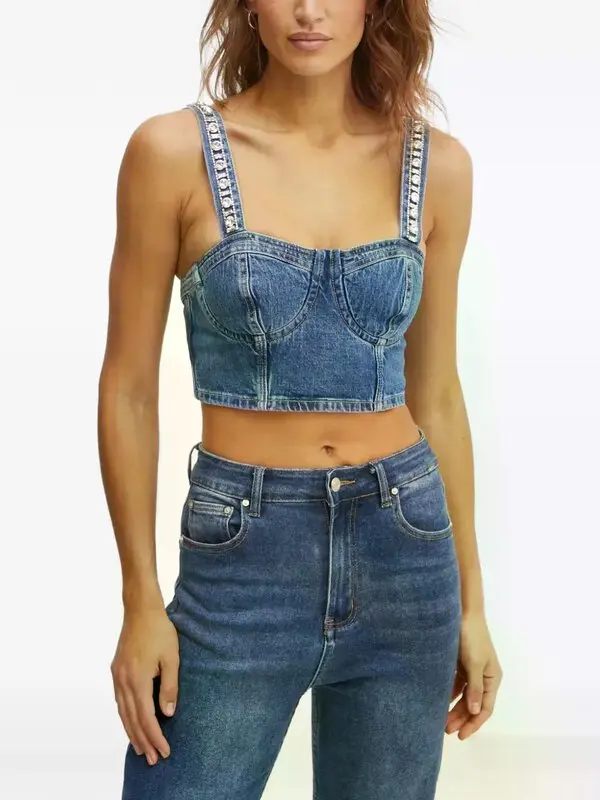Guess Embellished Strap Denim Top