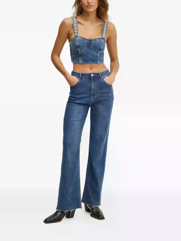Guess Embellished Strap Denim Top