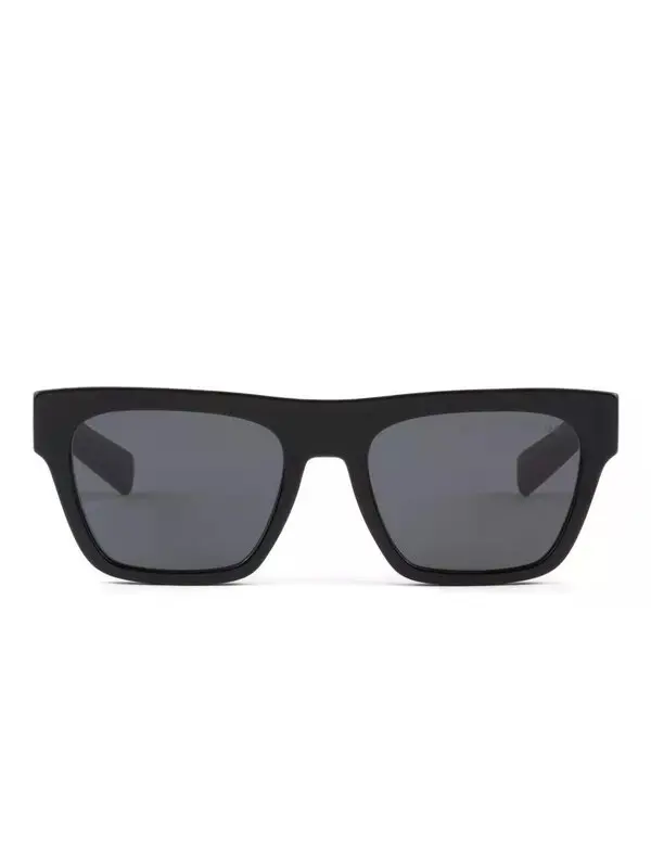 Prada Logo-print Rectangle-frame Sunglasses - Black