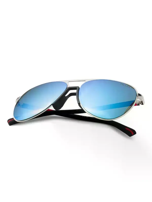 Prada Linea Rossa Metal-frame Sunglasses - Silver
