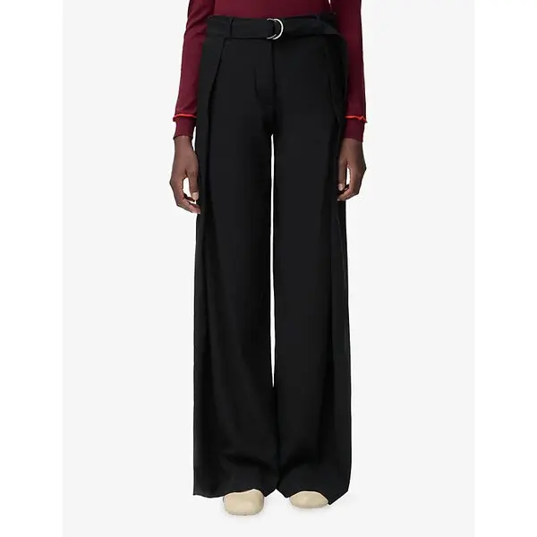 Loewe Pleated Wide Leg Wool Trousers
