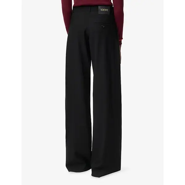 Loewe Pleated Wide Leg Wool Trousers