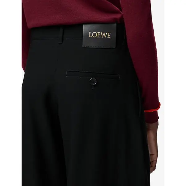 Loewe Pleated Wide Leg Wool Trousers