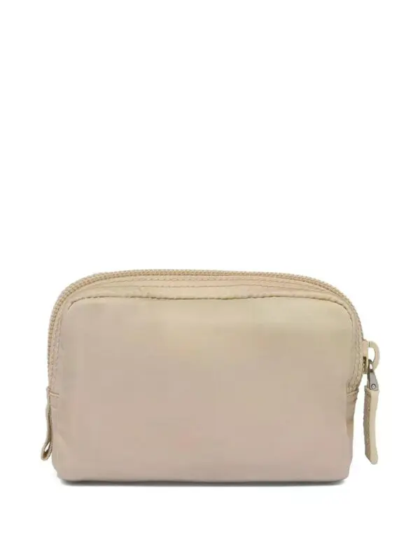 Prada Logo Zip Micro Pouch - Neutrals