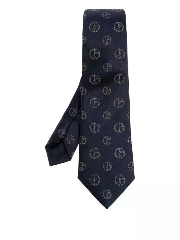 Giorgio Armani Patterned Silk Neck Tie - Blue