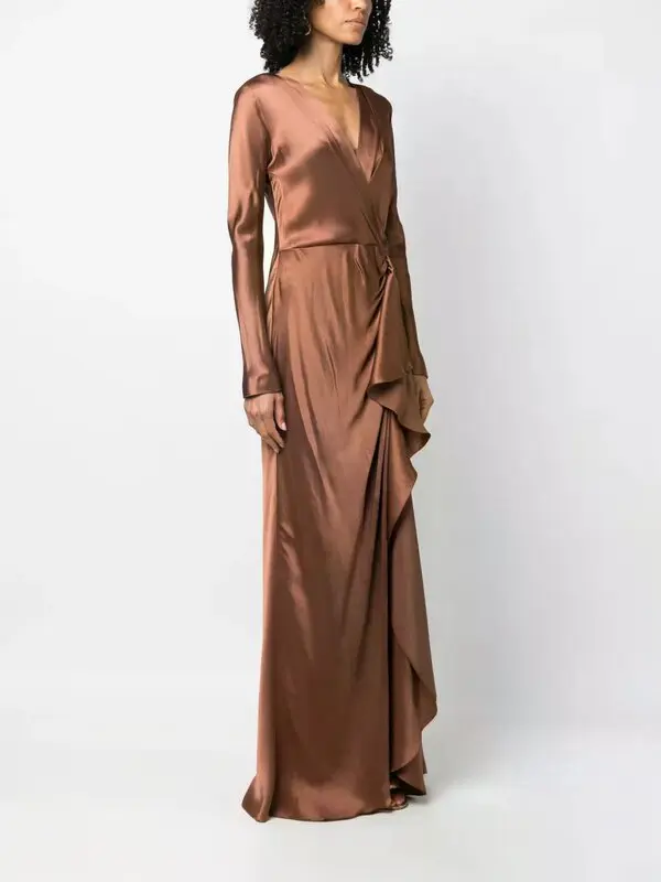 Alberta Ferretti Draped Wrap-effect Satin Maxi Dress