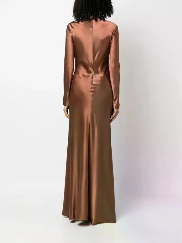 Alberta Ferretti Draped Wrap-effect Satin Maxi Dress