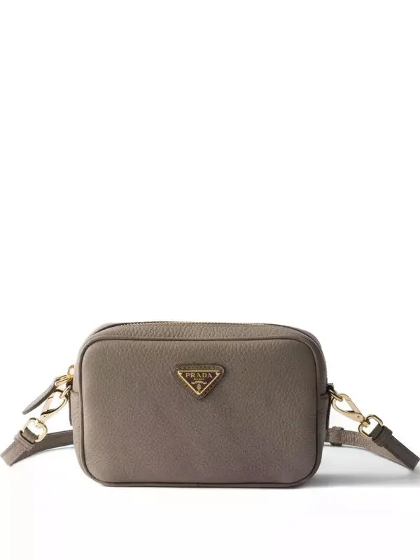 Prada Mini Leather Shoulder Bag - Grey