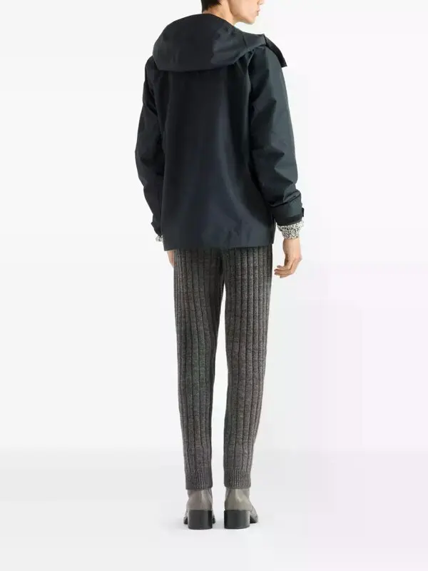 Prada Oversized Hooded Jacket With Zipper Pockets - Blue