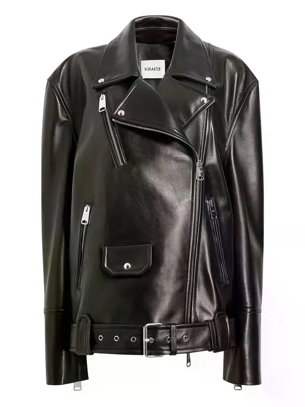 Khaite Belted Leather Jacket