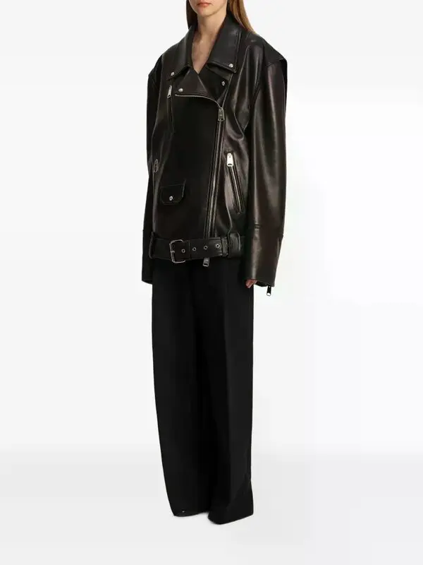 Khaite Belted Leather Jacket