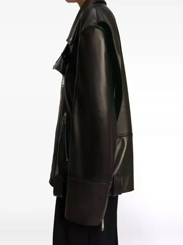 Khaite Belted Leather Jacket