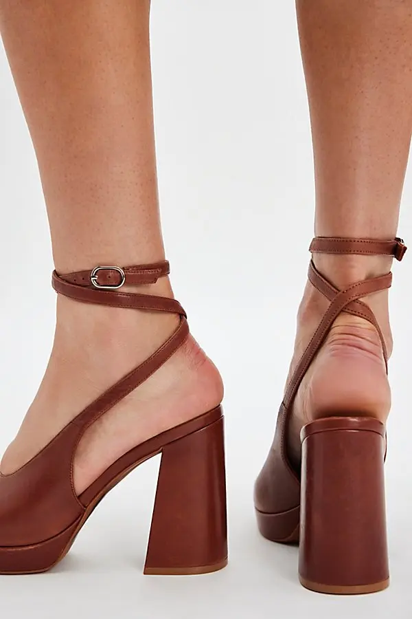 Jeffrey Campbell Violet Wrap Platforms - Cognac