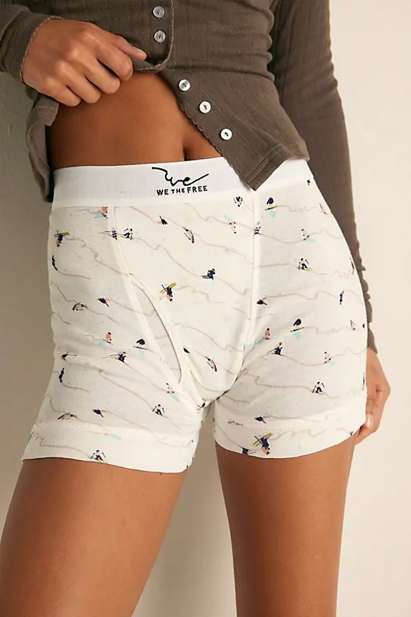 Free People We The Free Printed Boxer Briefs - Ski School White Combo