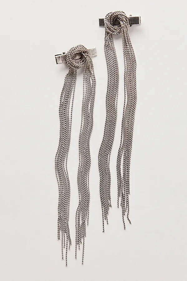 Free People Champagne Toast Barrettes - Silver
