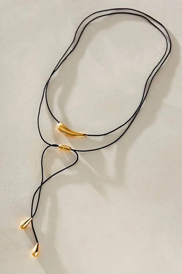 PDPAOLA Orbit Cord Necklace - Gold/black