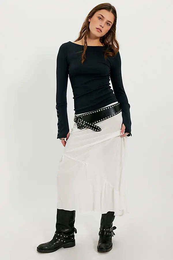Free People Simply Billie Hardware Long Sleeve Top