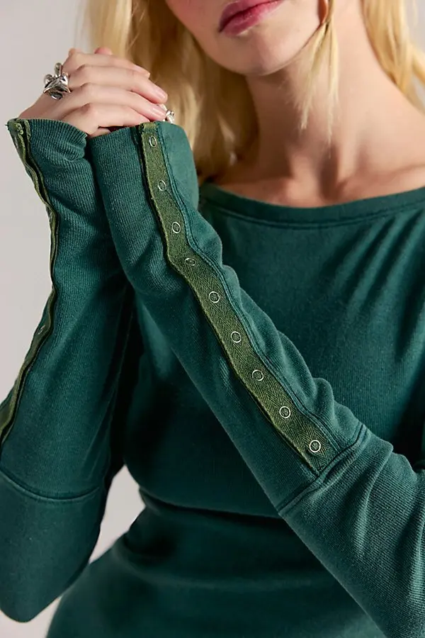 Free People Simply Billie Hardware Long Sleeve Top - Rainforest
