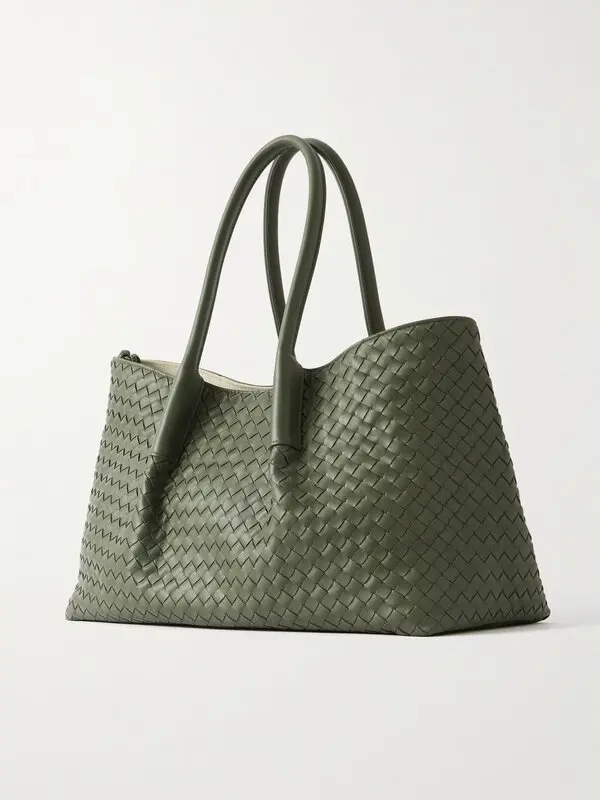 Bottega Veneta Pinacoteca Medium Intrecciato Leather Tote - Green