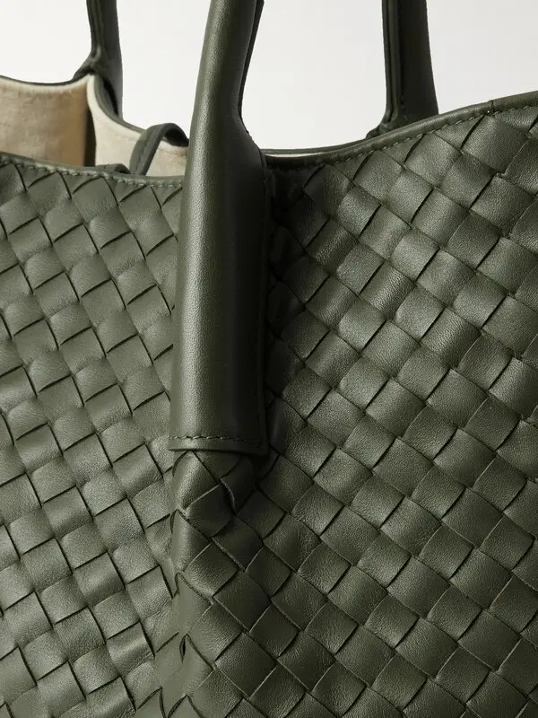 Bottega Veneta Pinacoteca Medium Intrecciato Leather Tote - Green