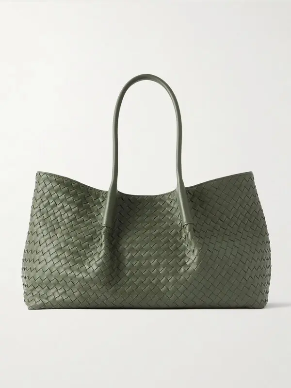 Bottega Veneta Pinacoteca Medium Intrecciato Leather Tote - Green