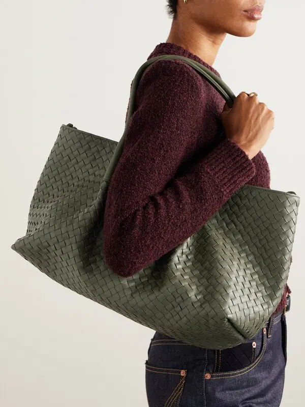 Bottega Veneta Pinacoteca Medium Intrecciato Leather Tote - Green