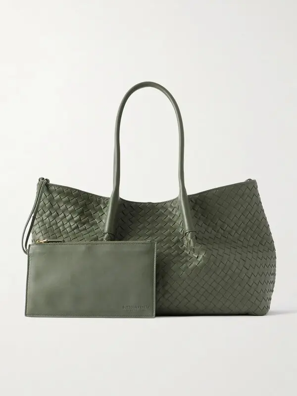 Bottega Veneta Pinacoteca Medium Intrecciato Leather Tote - Green