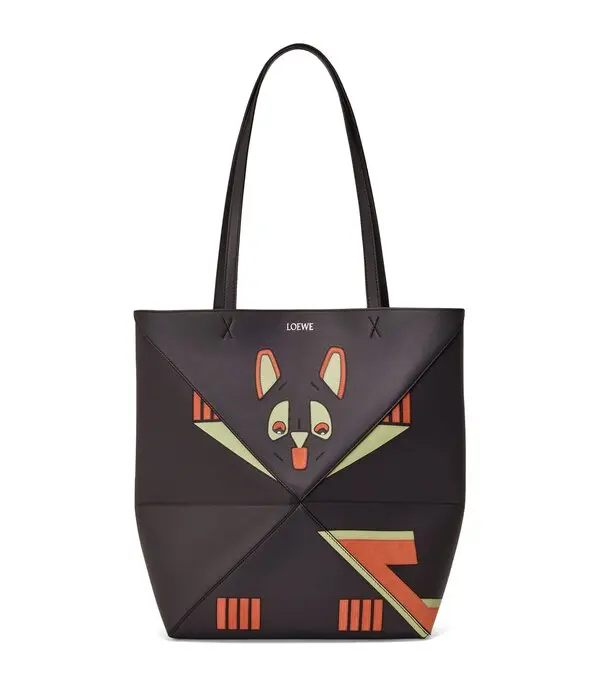 Loewe X Louis Wain Leather Puzzle Fold Tote Bag - Brown