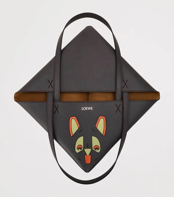 Loewe X Louis Wain Leather Puzzle Fold Tote Bag - Brown