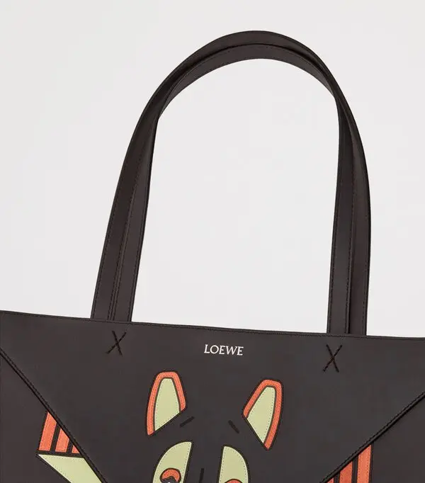 Loewe X Louis Wain Leather Puzzle Fold Tote Bag - Brown